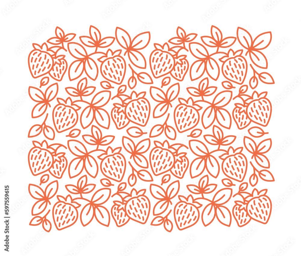 Strawberry pattern. Flourish background design element. Editable ...