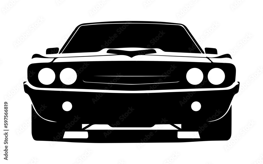 American Muscle Car Front View Vector Stock Vector | Adobe Stock