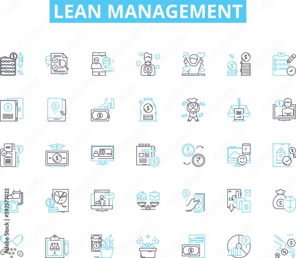 Lean Management linear icons set. Efficiency, Optimization, Kaizen ...