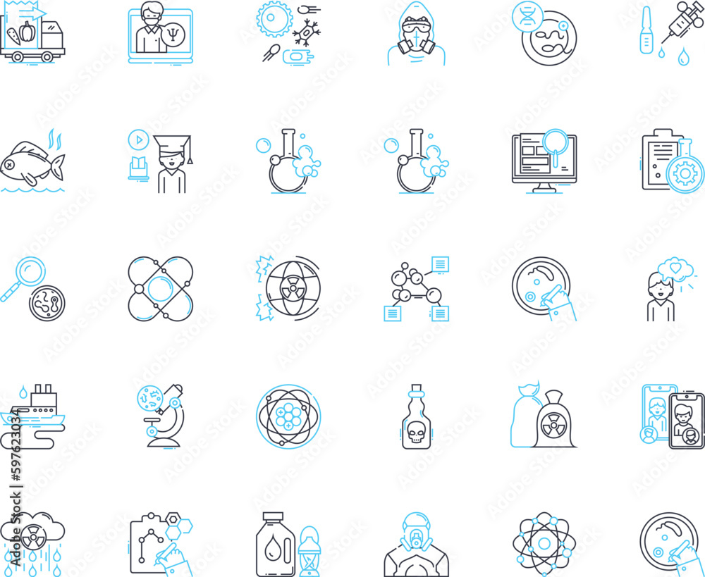 Psychology behaviorism linear icons set. reinforcement, punishment ...
