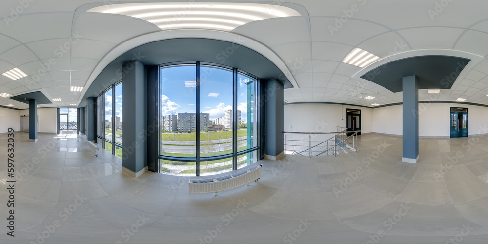 full seamless spherical hdri 360 panorama view in empty modern hall ...