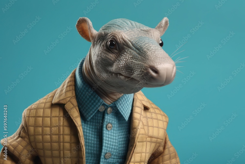 Anthropomorphic Armadillo dressed in human clothing. Humanized animal ...