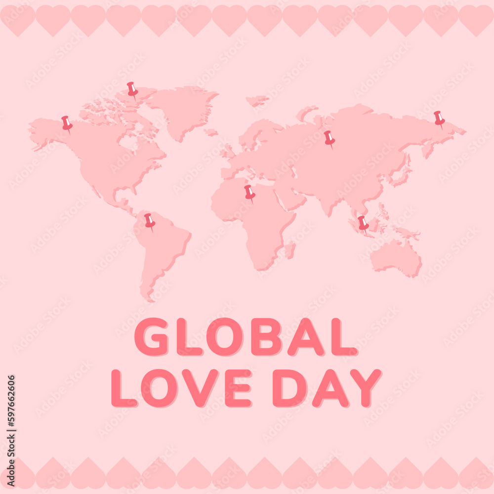 Map Illustration for Global love day vector banner design background ...