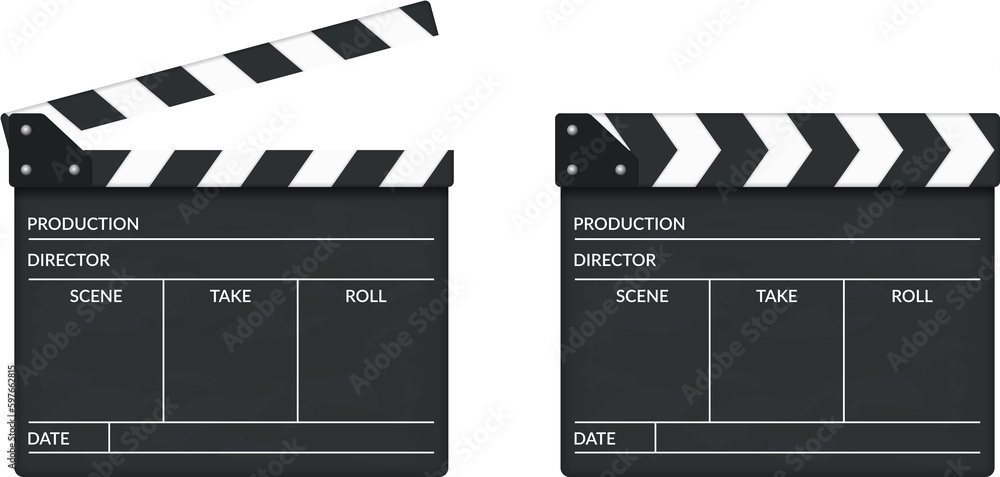 Open and closed clapper boards Stock Illustration | Adobe Stock