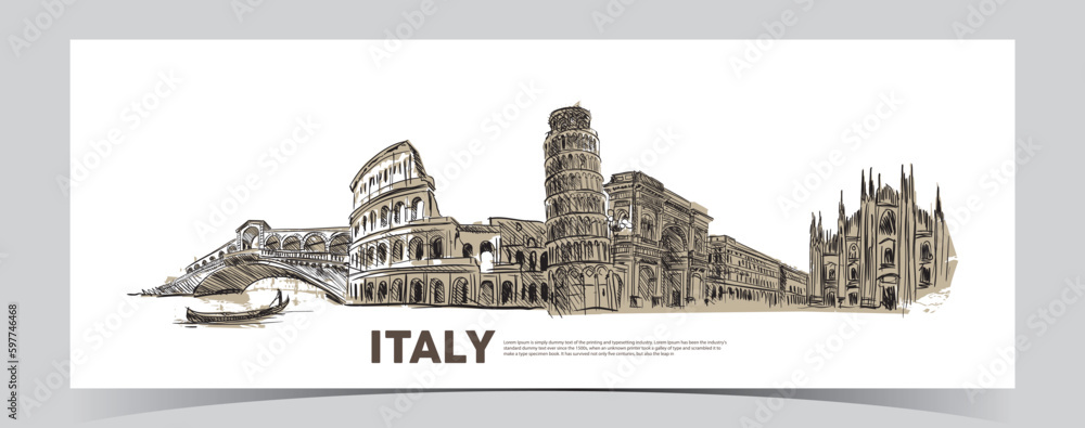 italy landmarks Illustration Stock Vector | Adobe Stock
