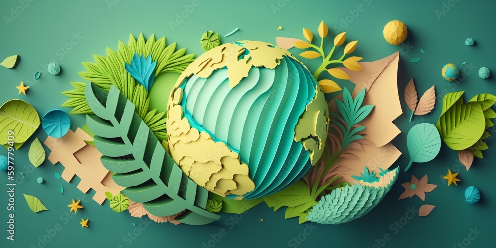 earth day - renewable energy and reduce CO2 emission concept ...