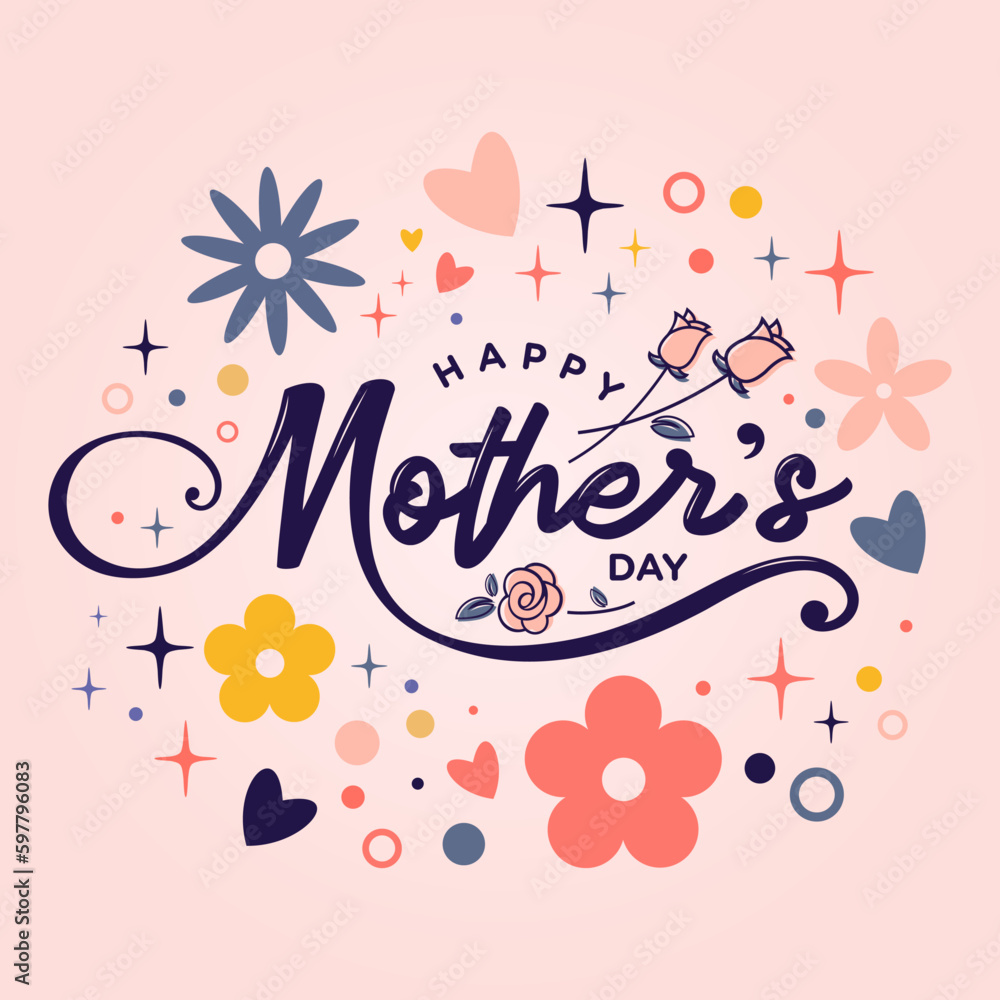 Mother's day greeting card, in cursive writing, printable card, Happy ...