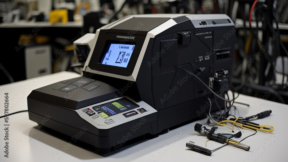 A laser or spectrophotometer used for measuring light absorption Stock ...