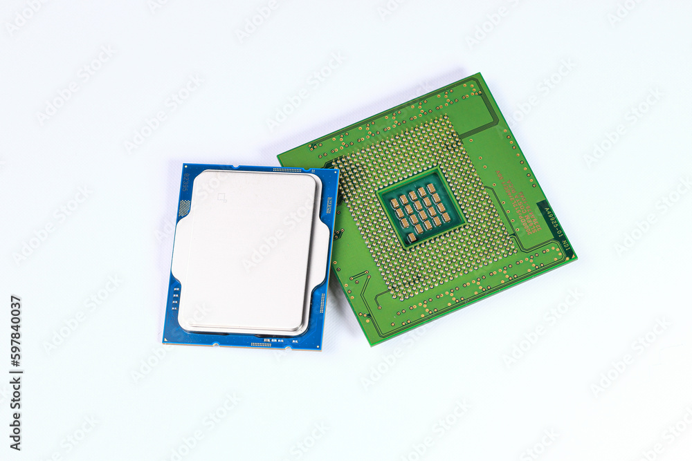 Cpu Central Processing Unit Computer Processor Top And Bottom Side