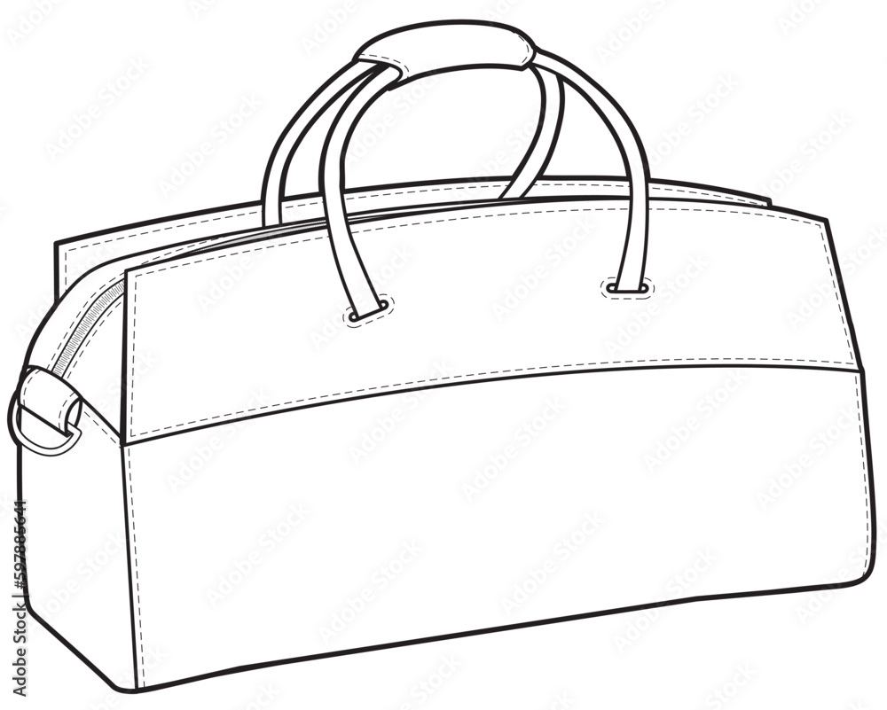professional duffle bag for gym and sports activities flat sketch ...