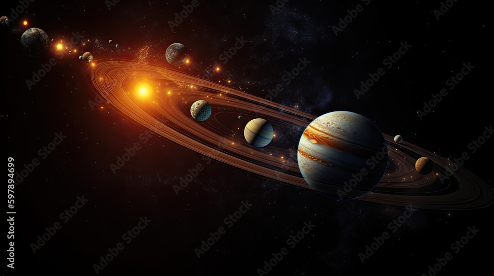 Solar system wallpaper created with generative AI technology Stock ...