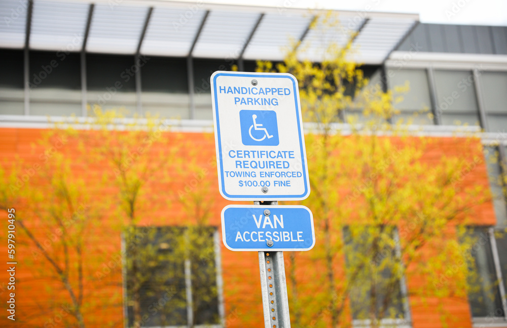 blue handicap sign is a universal symbol of accessibility and ...