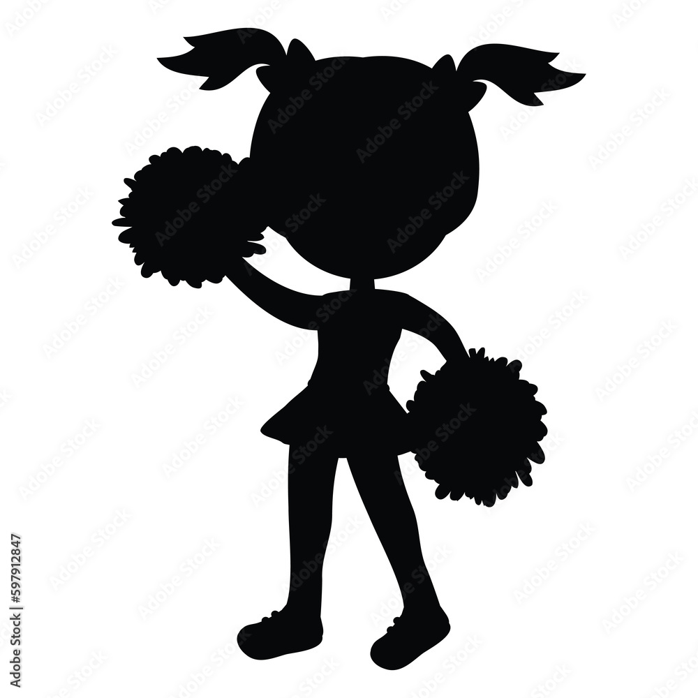 Cute cheerleader silhouette vector cartoon illustration Stock Vector ...