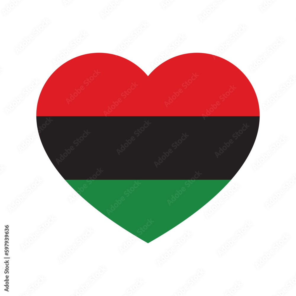 Red, black and green colored heart shape icon as the colors of the Pan ...