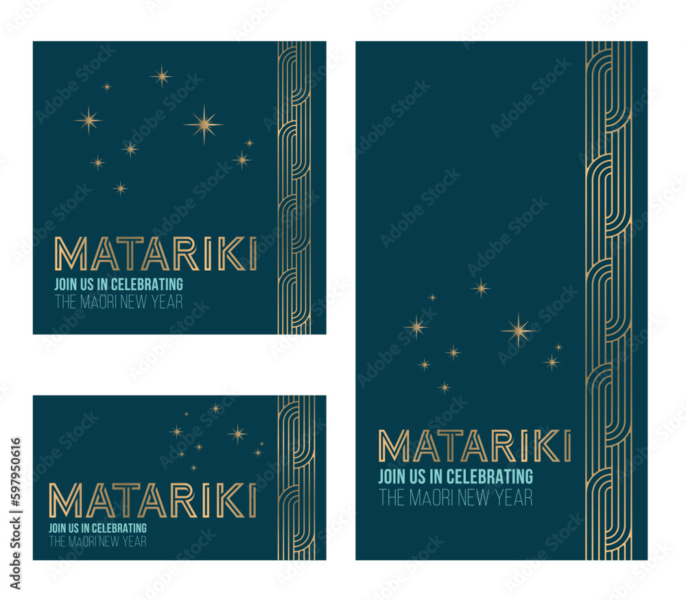 NZ Matariki Maori New Year Gold pattern Stock Vector | Adobe Stock