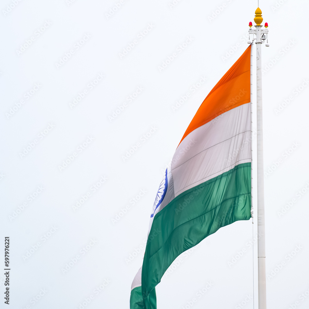 Stock-Foto „India flag flying high at Connaught Place with pride in ...