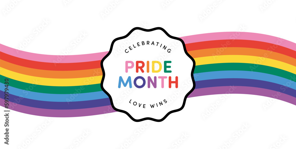 Pride Month Banner. LGBT Pride Month Banner with Badge Illustration on ...