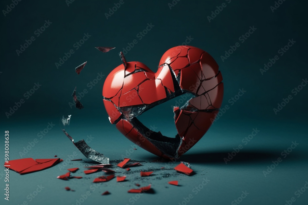 A powerful and emotional image of a broken heart, symbolizing pain, loss, and heartbreak. Ai ...