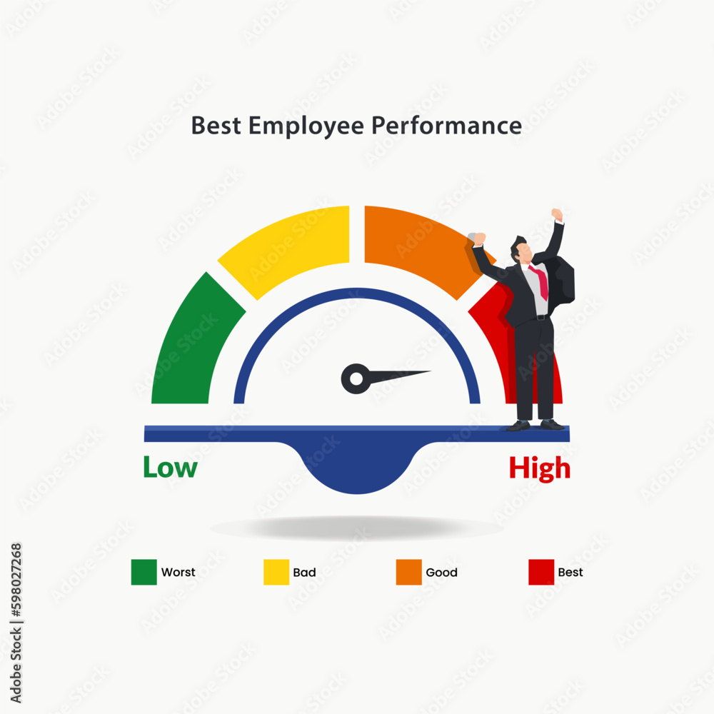Best employee on stage performance meter vector illustration Stock ...