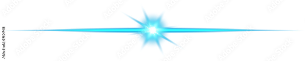 Blue glowing lights effects isolated on transparent background. Solar flare with beams and ...
