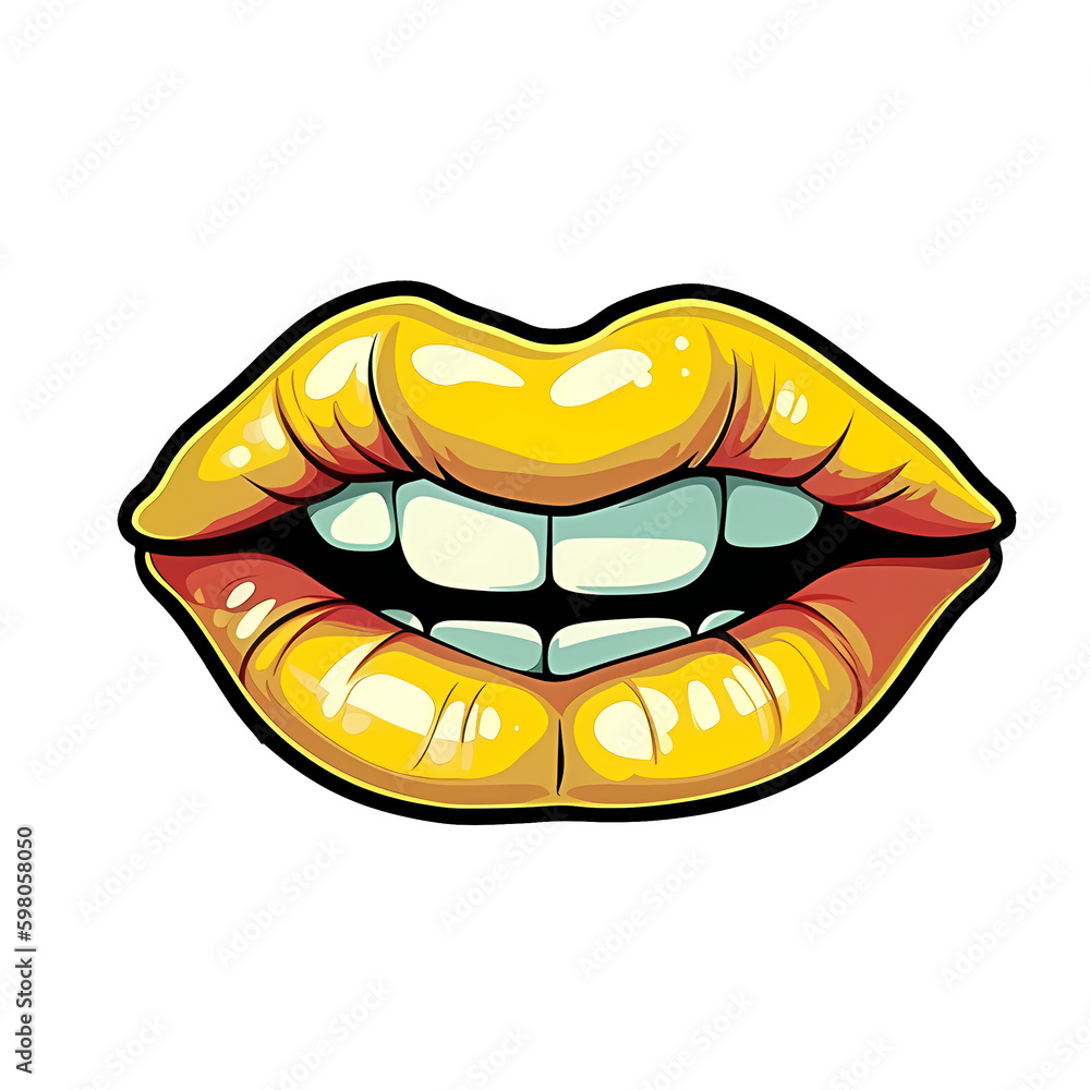 cartoon isolated illustration of red lips Stock Illustration | Adobe Stock