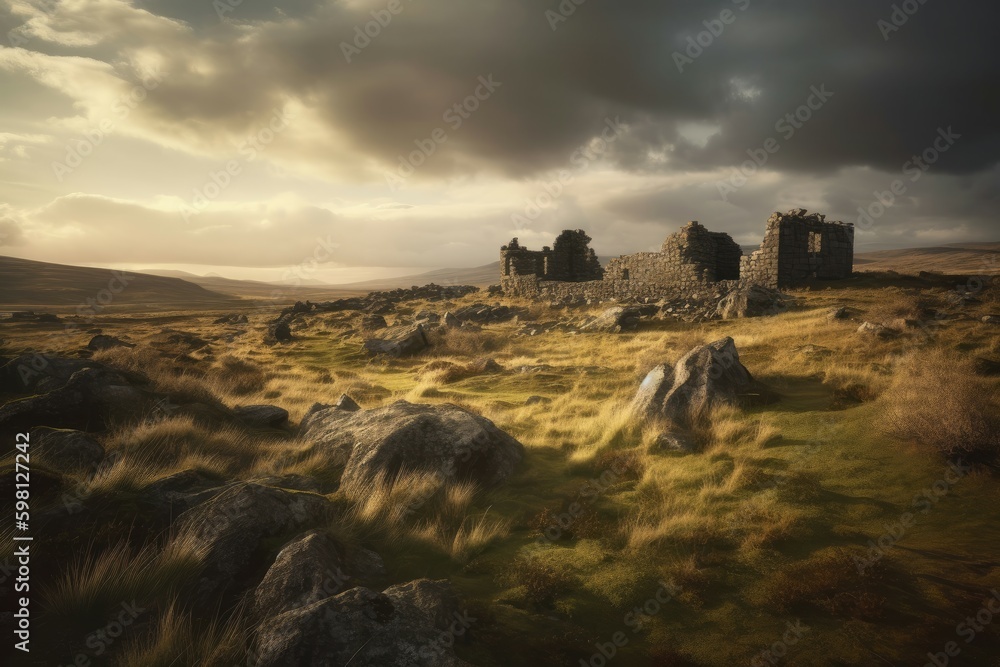 Ruins of an ancient battlefield lay scattered across a windswept plain ...