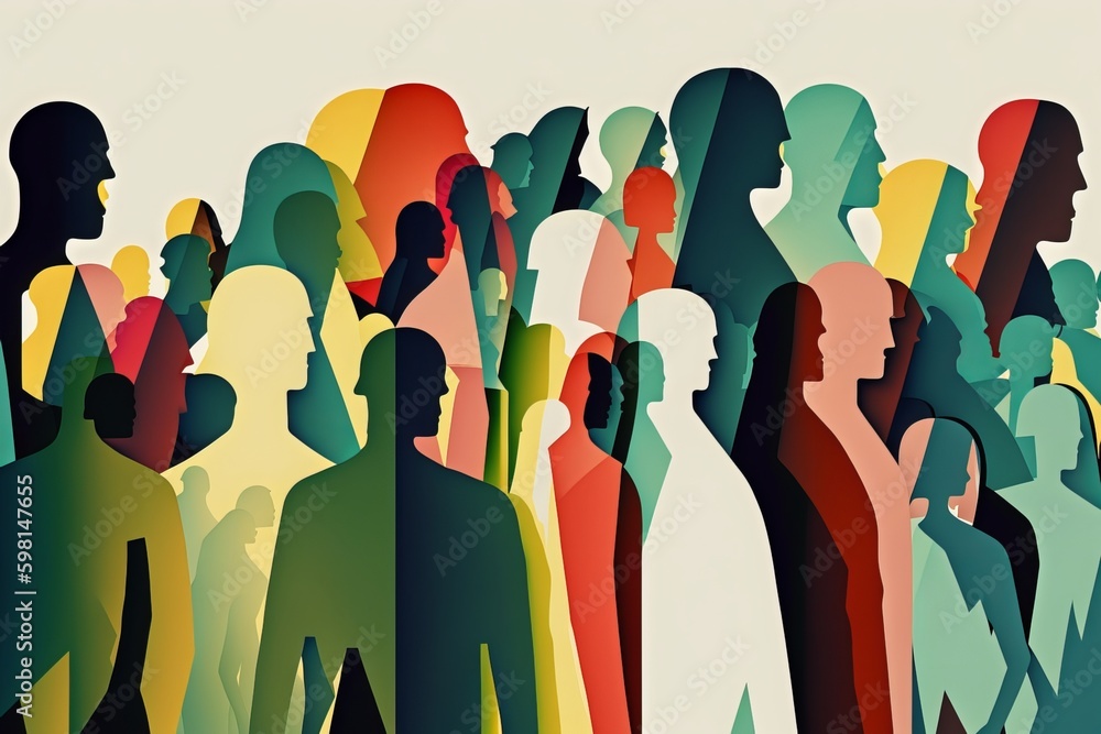 Illustration Stock Abstract Crowd of Human Shapes in Various Sizes and ...