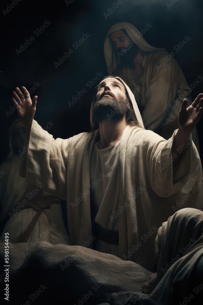 Ilustración de Stock Jesus after the resurrection, Jesus is risen bible ...