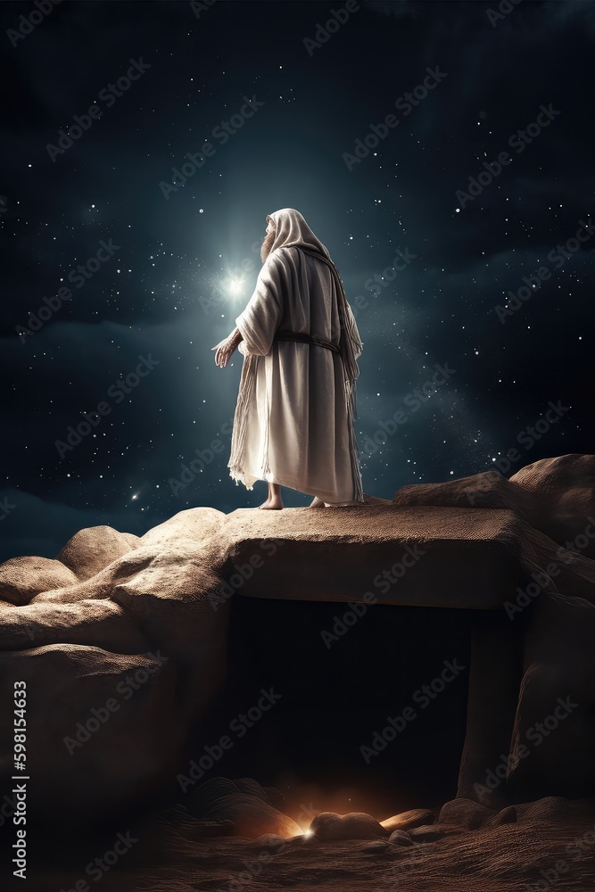 Ilustración de Stock Jesus after the resurrection, Jesus is risen bible ...