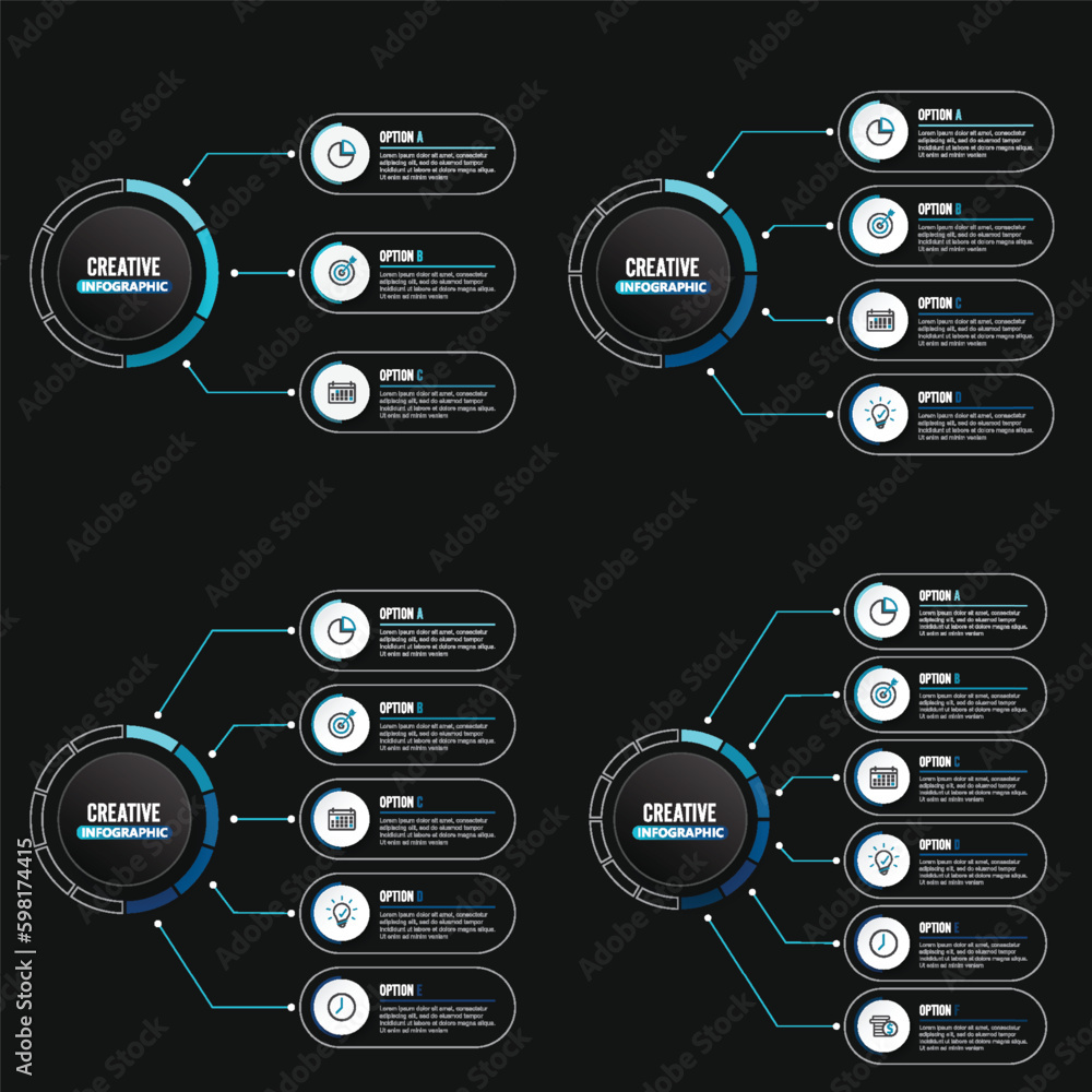 Infographic set template with label. Business concept with 3, 4, 5 and 6 options. For content ...