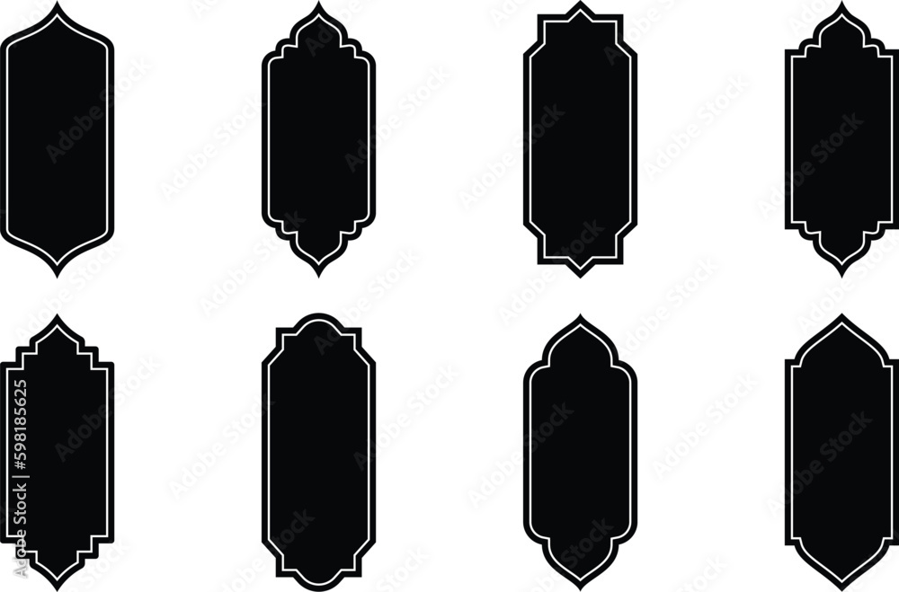 Set of Islamic Shape Illustration. flat Islamic door and arabic window ...