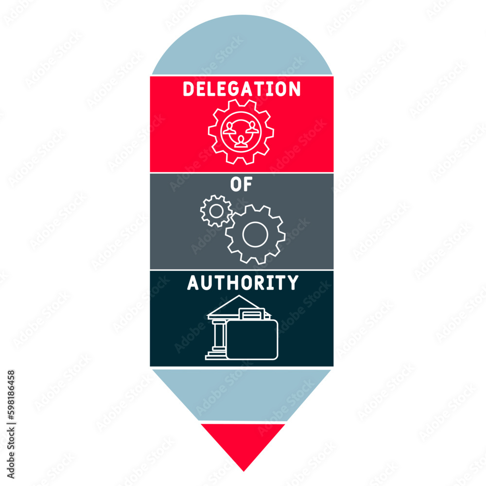 DOA Delegation of authority acronym. business concept background ...