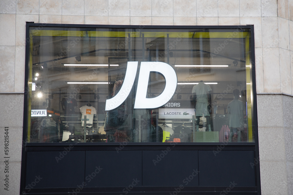 jd windows chain sports brand logo and text sign shop JDSports store ...