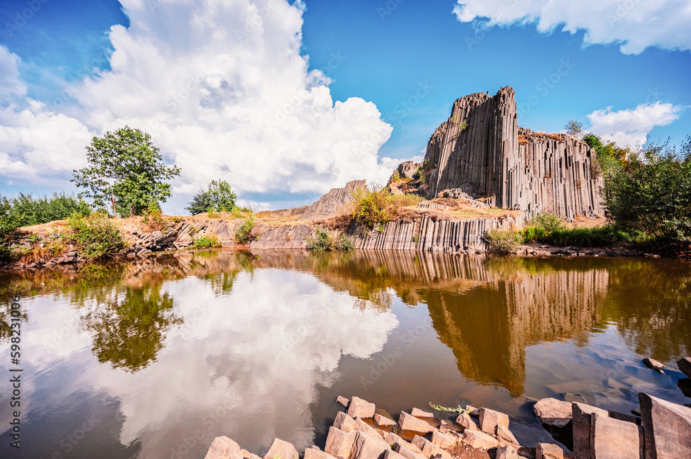 Polygonal structures of basalt columns, natural monument Panska skala ...