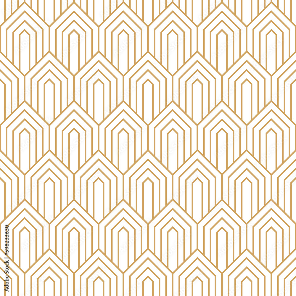 Art deco pattern with gold line and geometric shape, ornamental repeat ...