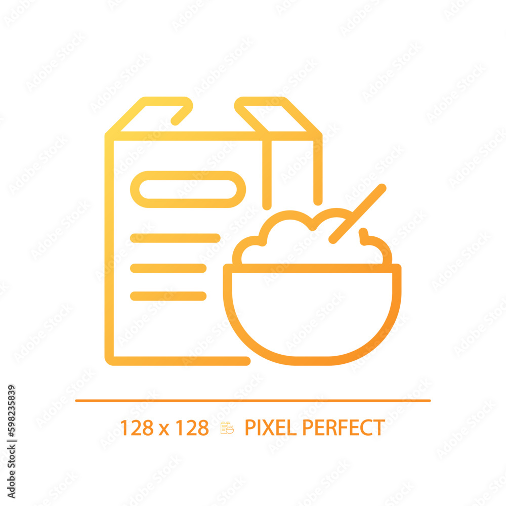 Cereals pixel perfect gradient linear vector icon. Breakfast food ...