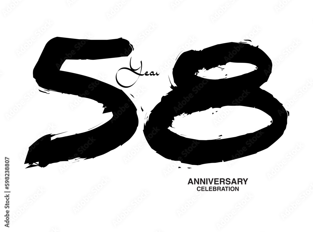 58 Years Anniversary Celebration Vector Template, 58 number logo design ...
