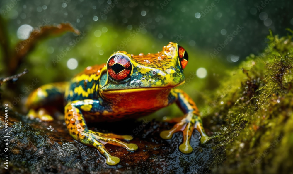 RANAS EXOTICAS TROPICALES DE COLORES VIVOS Stock Illustration | Adobe Stock