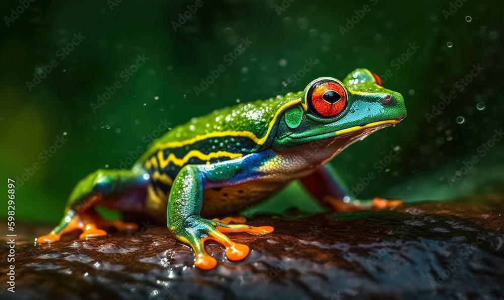 RANAS EXOTICAS TROPICALES DE COLORES VIVOS Stock Illustration | Adobe Stock