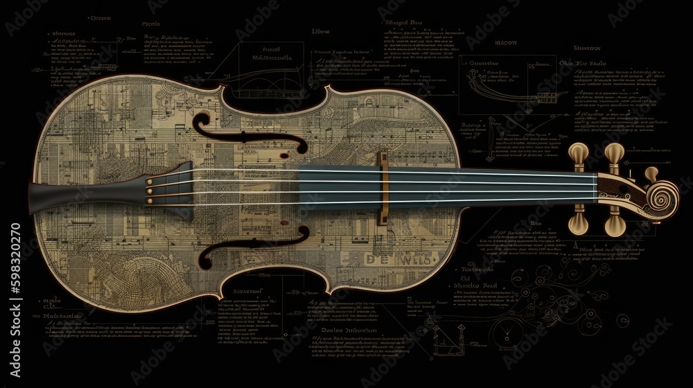 Diagrammatic Illustration of a Violin, Detailed Structure and ...