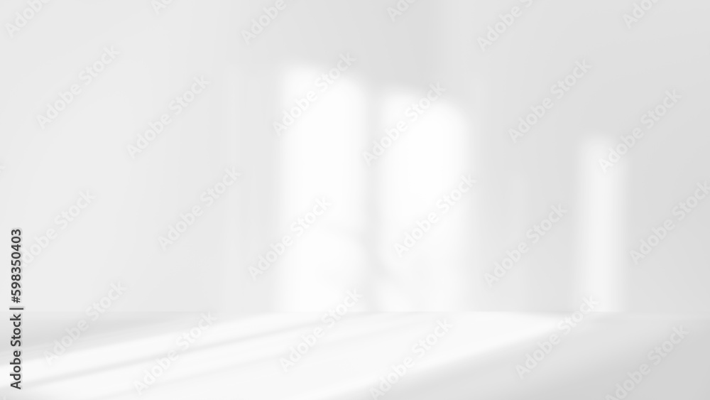 white studio room with sunlight and shadows background, empty white ...