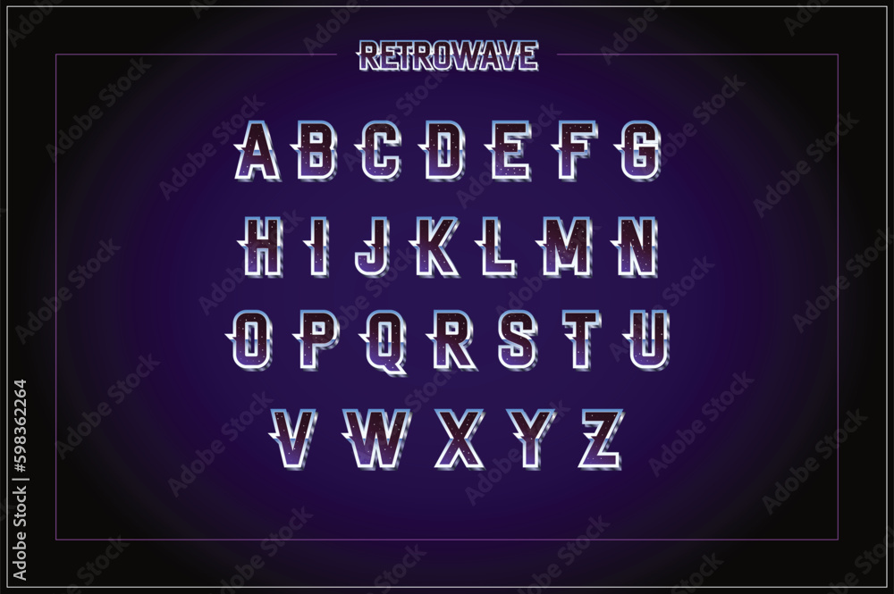 80's - 90's Retro Futurism Sci-Fi Font. Alphabet. Vector. Retro wave ...