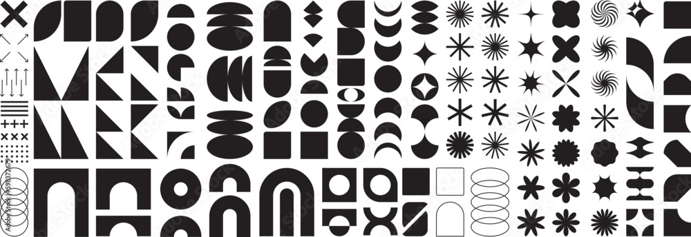 Brutalist shapes for swiss minimal style design. Constructor of trendy ...