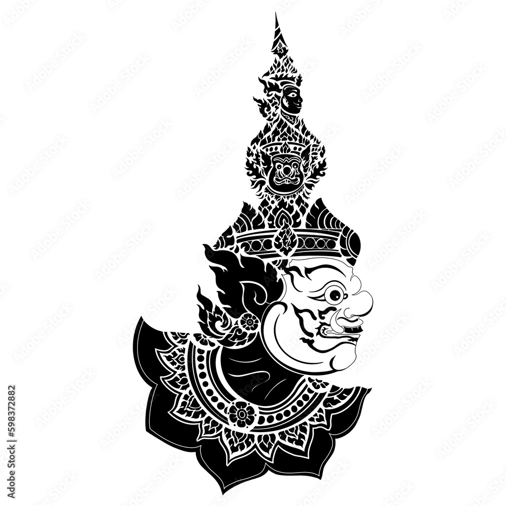 Ramayana painting, Hindu gods rama, Ravana mask crown in Ramayana ...