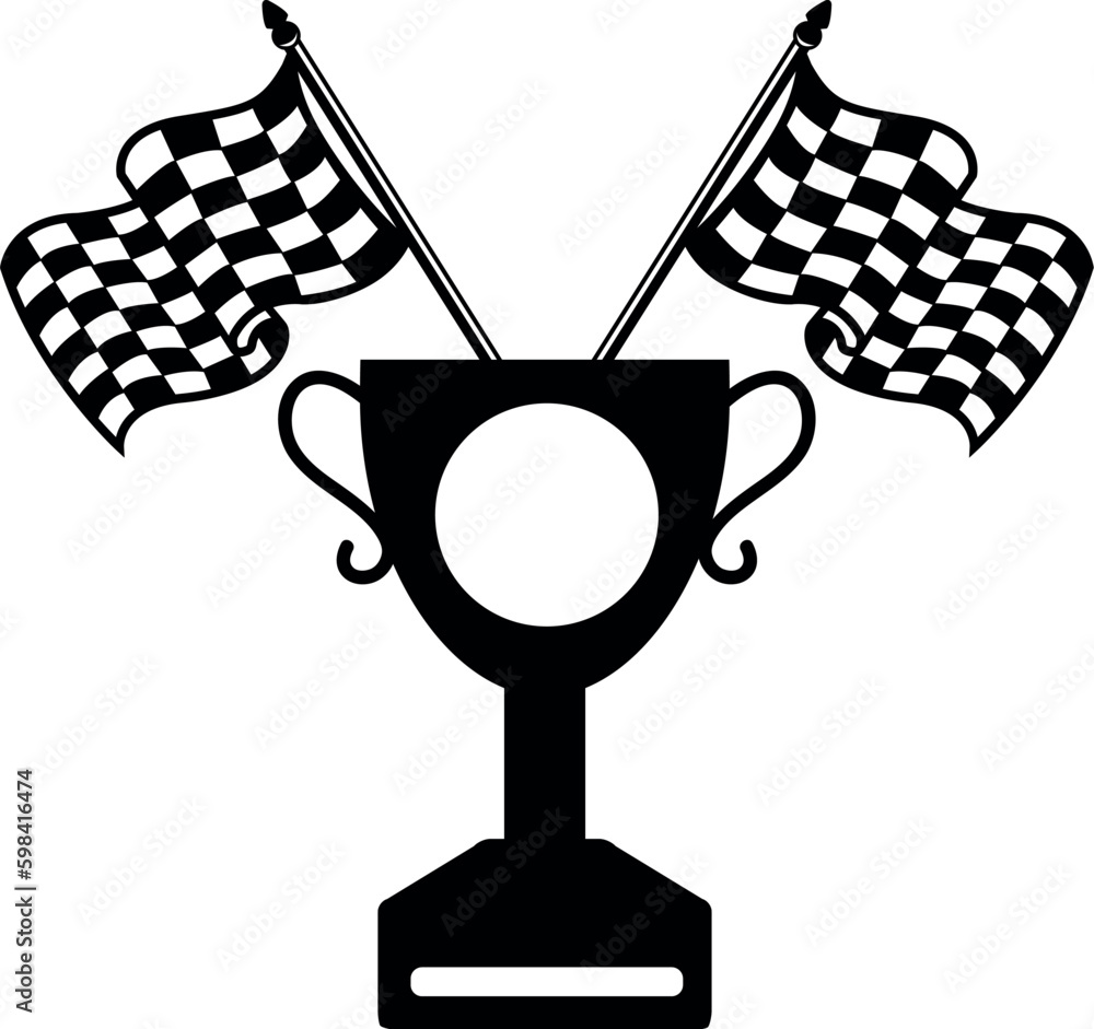 trophy with checkered racing flags with empty position space first ...