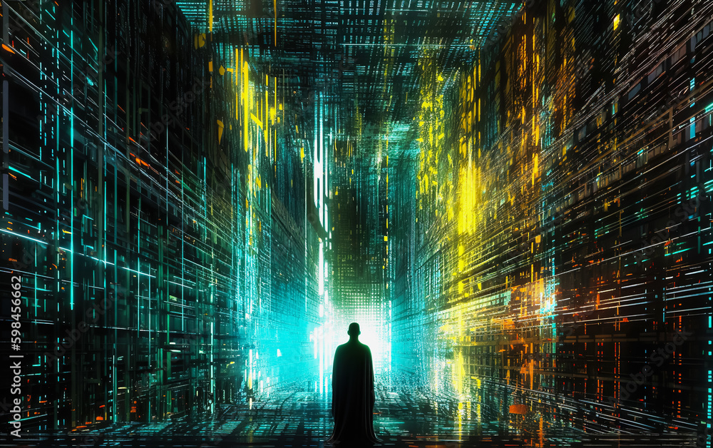 minimalism Stylistic Digital Code Lines background with a mna in ...