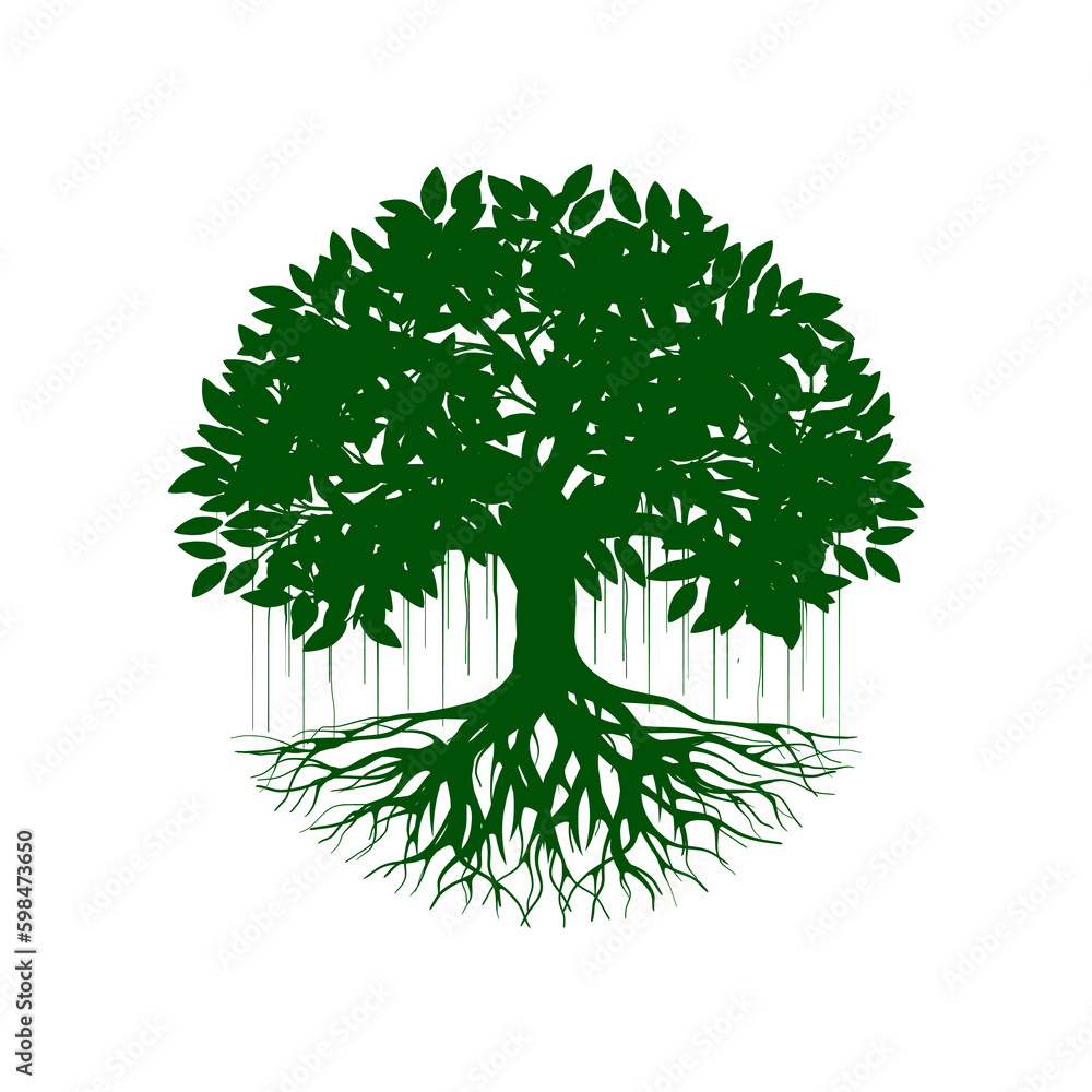 Banyan tree vector illustration. roots of banyan tree. Stock Vector ...
