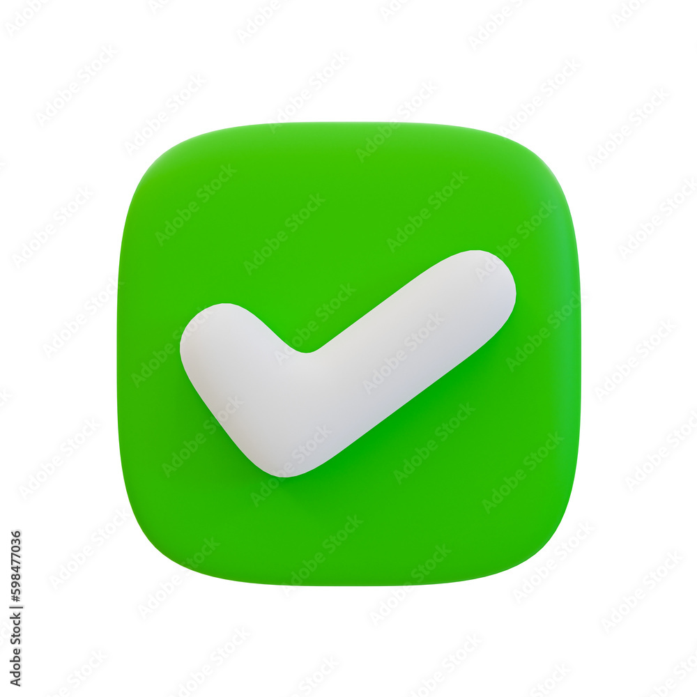 3d minimal green check mark symbol. correct sign. get a green light ...
