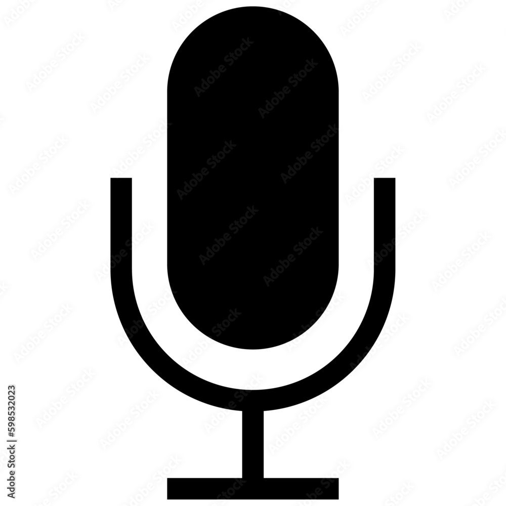 Microphone icon, black color simple flat style vector shape. Trendy un ...