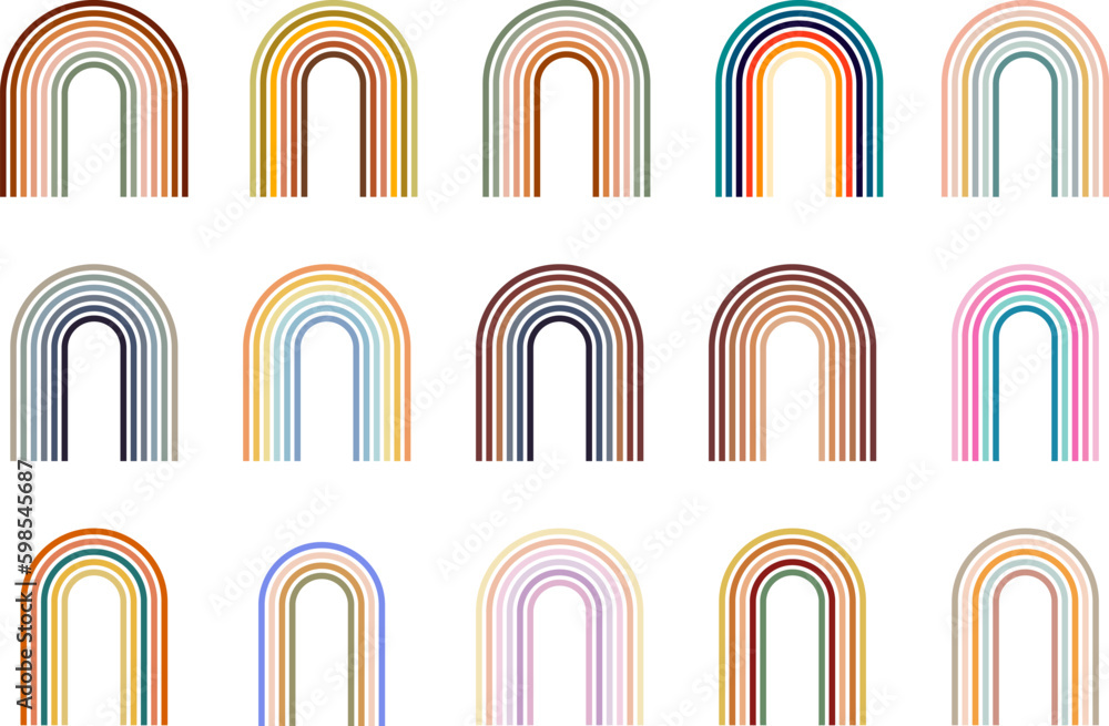 Collection retro rainbow shapes with colorful lines Stock Vector ...